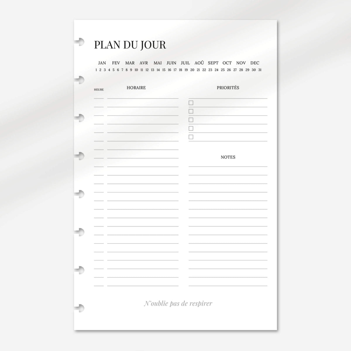 Recharge Plan du jour | Petit format – Un jour à la fois